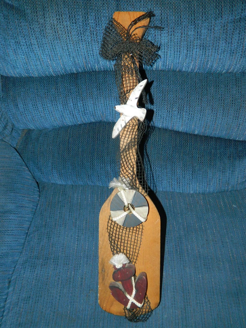 Vintage Wooden Boat Paddle A Nautical Handmade Decorated | Etsy