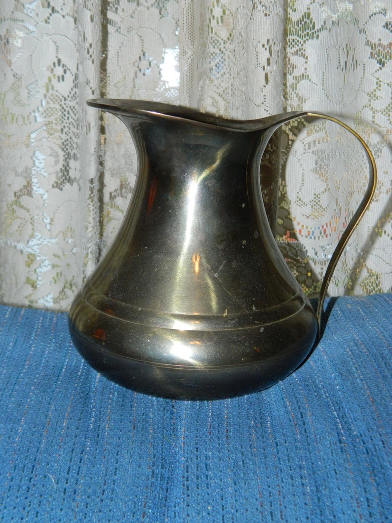 Vintage Uniquely Shaped Solid Brass Pitcher W/handle. Nice to - Etsy