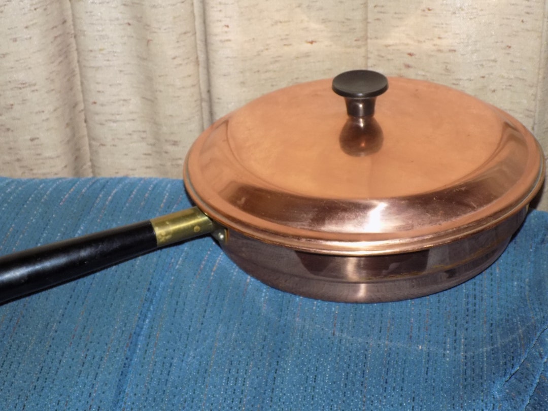 Vintage Copper Frying Pan W/ Lid & Handle A Nice Sauté Pan or Skillet ...