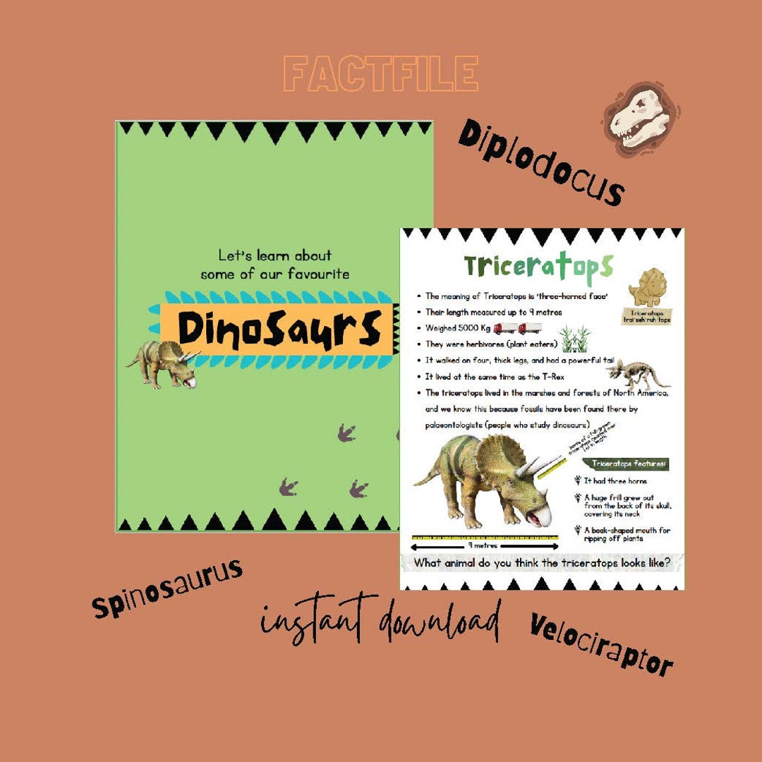 Lets Learn About Dinosaurs Informative Fun Fact File Printable/learning ...