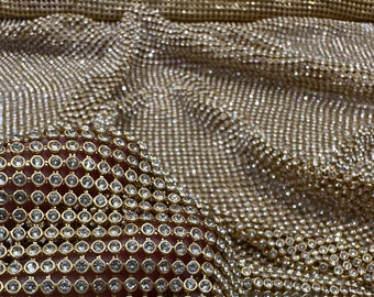 1/2 Gold Rhinestone Sheet, 1/2 Gold Crystal Fabric, Half Gold ...