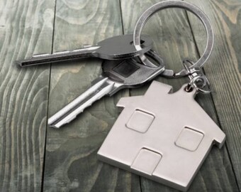 Personalized Silver House Shaped Key Chain Engraved Bridesmaid ...