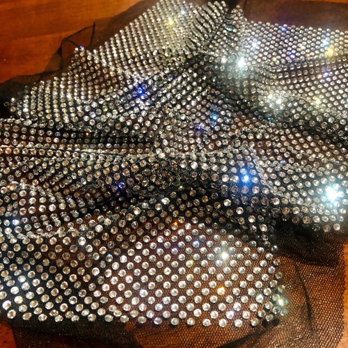 Gold Rhinestone Sheet With Ab Crystal Gold Rhinestone Fabric Etsy