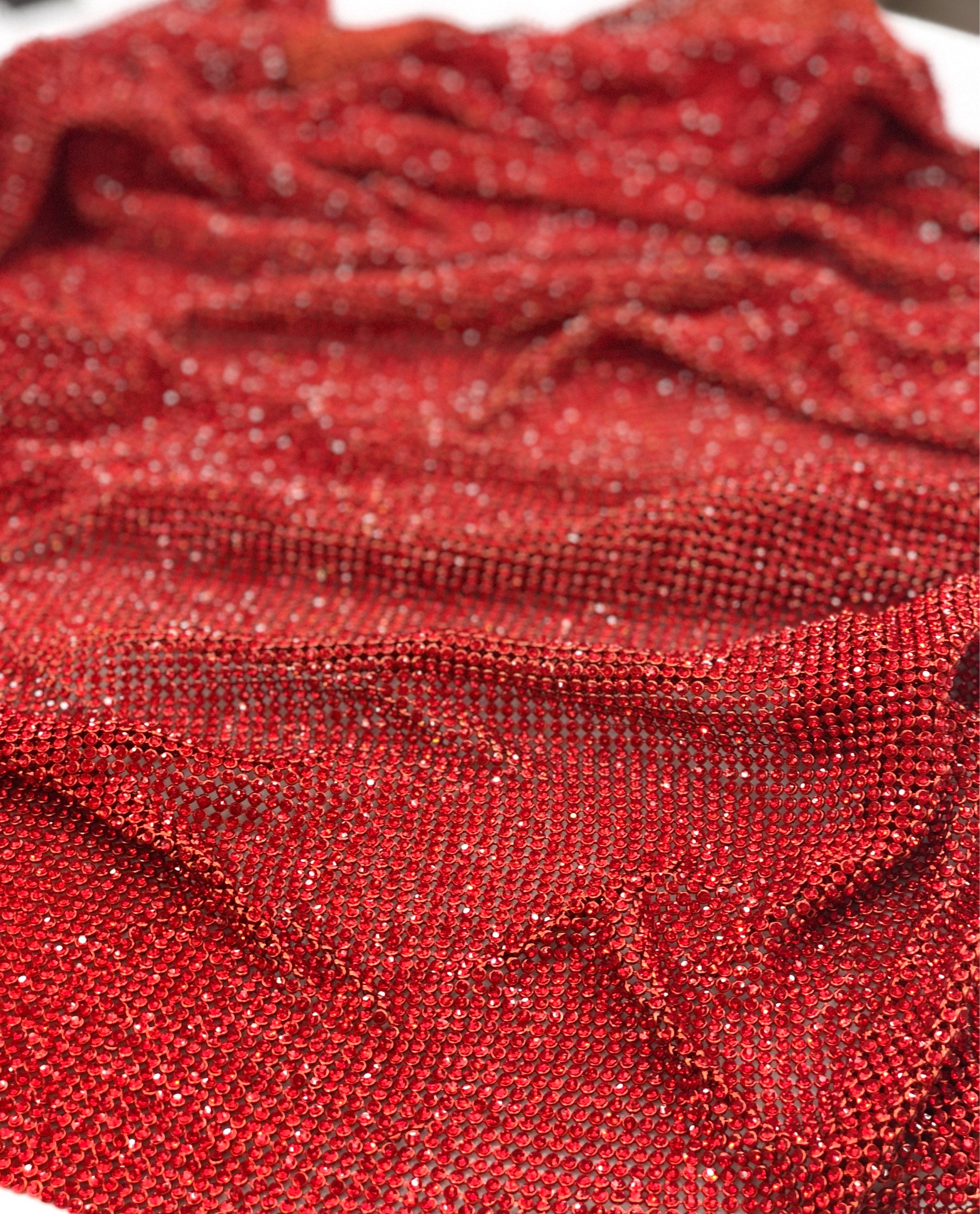 Red Rhinestone Sheet, Red Crystal Fabric, Red Rhinestone Fabric