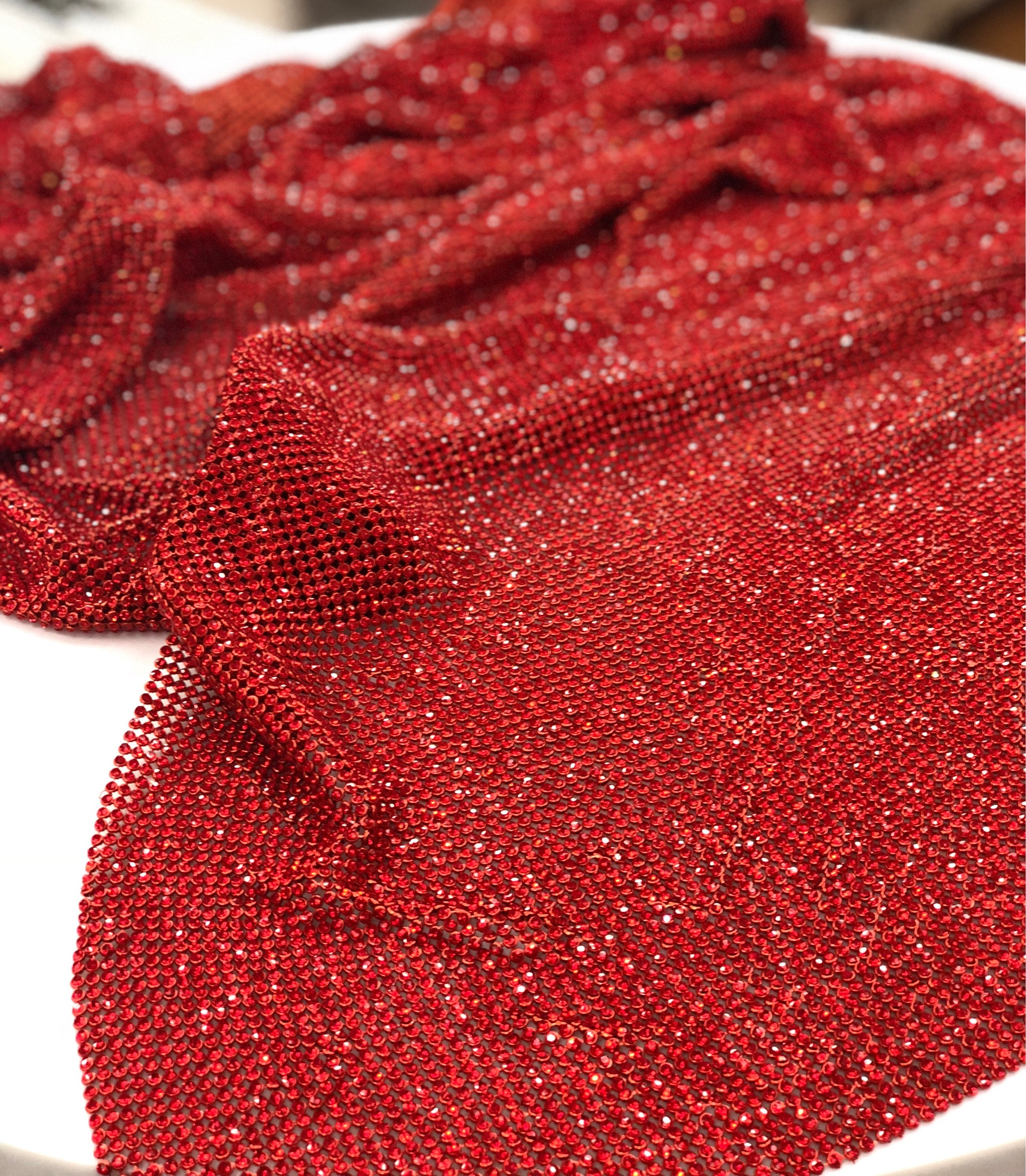 Red Rhinestone Sheet Red Crystal Fabric Red Rhinestone Fabric