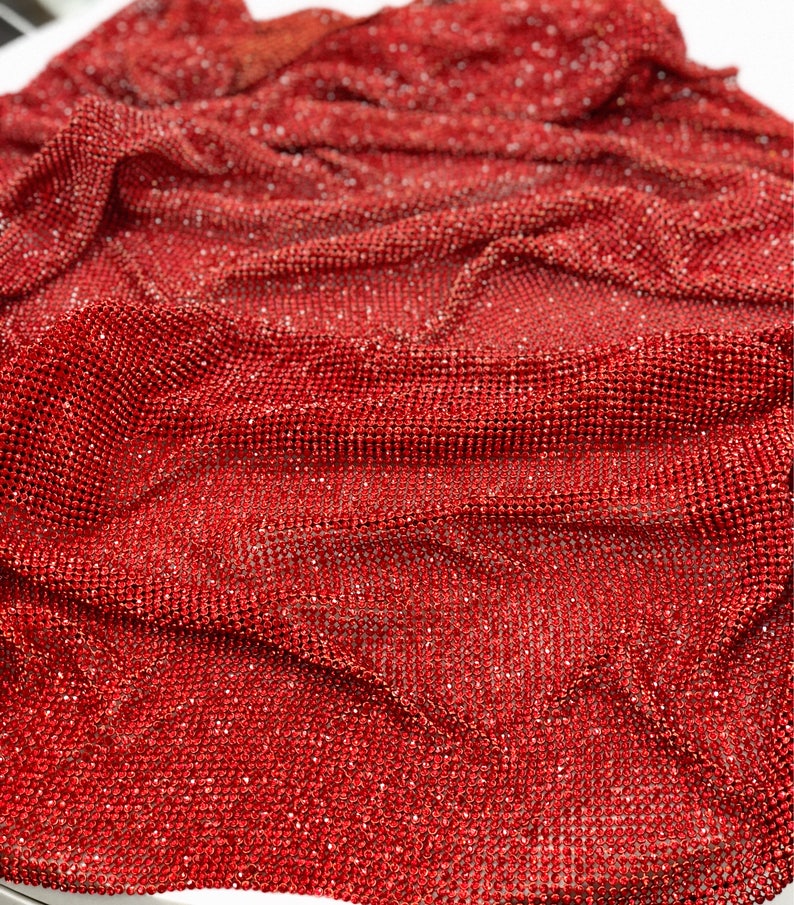 Red Rhinestone Sheet Red Crystal Fabric Red Rhinestone | Etsy