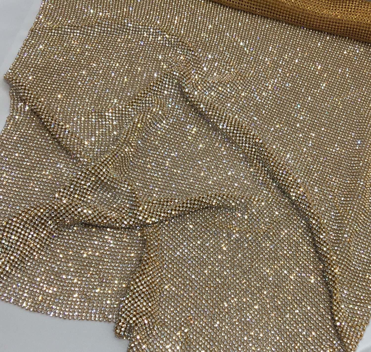 DIY Crystal Dress, JUST Gold Rhinestone Sheet, Gold Crystal Fabric ...