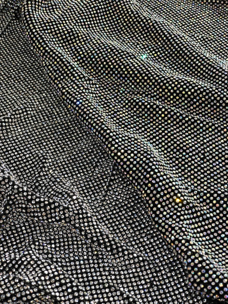 Black Rhinestone Sheet Black Crystal Fabric Black Rhinestone | Etsy