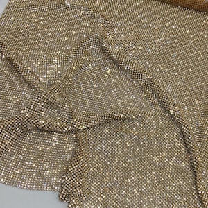 1/2 Gold Rhinestone Sheet, 1/2 Gold Crystal Fabric, Half Gold ...