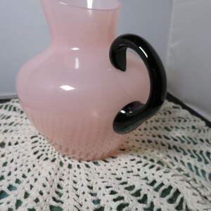 Steuben Art Glass Pitcher Pink With Black Handle 8 Inches Tall Holds 2 ...