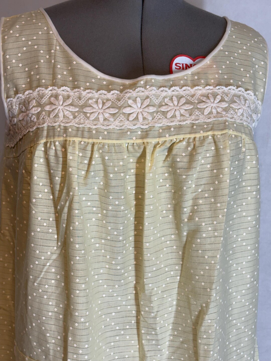 Vintage Katz Shift Sheer Yellow Sleeveless Nightgown M With White ...