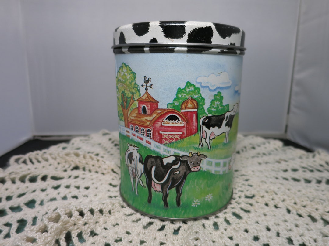 Cow Tin Can Collectible Holstein Cow Pasture Barn House Motif - Etsy