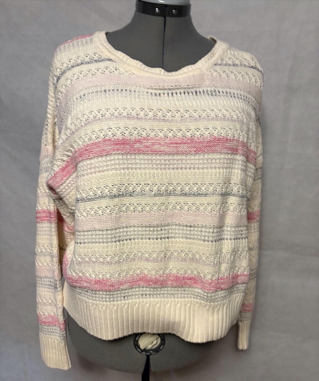Anna New Approach Pullover Sweater Women's XL Cream Pink Black Purple ...