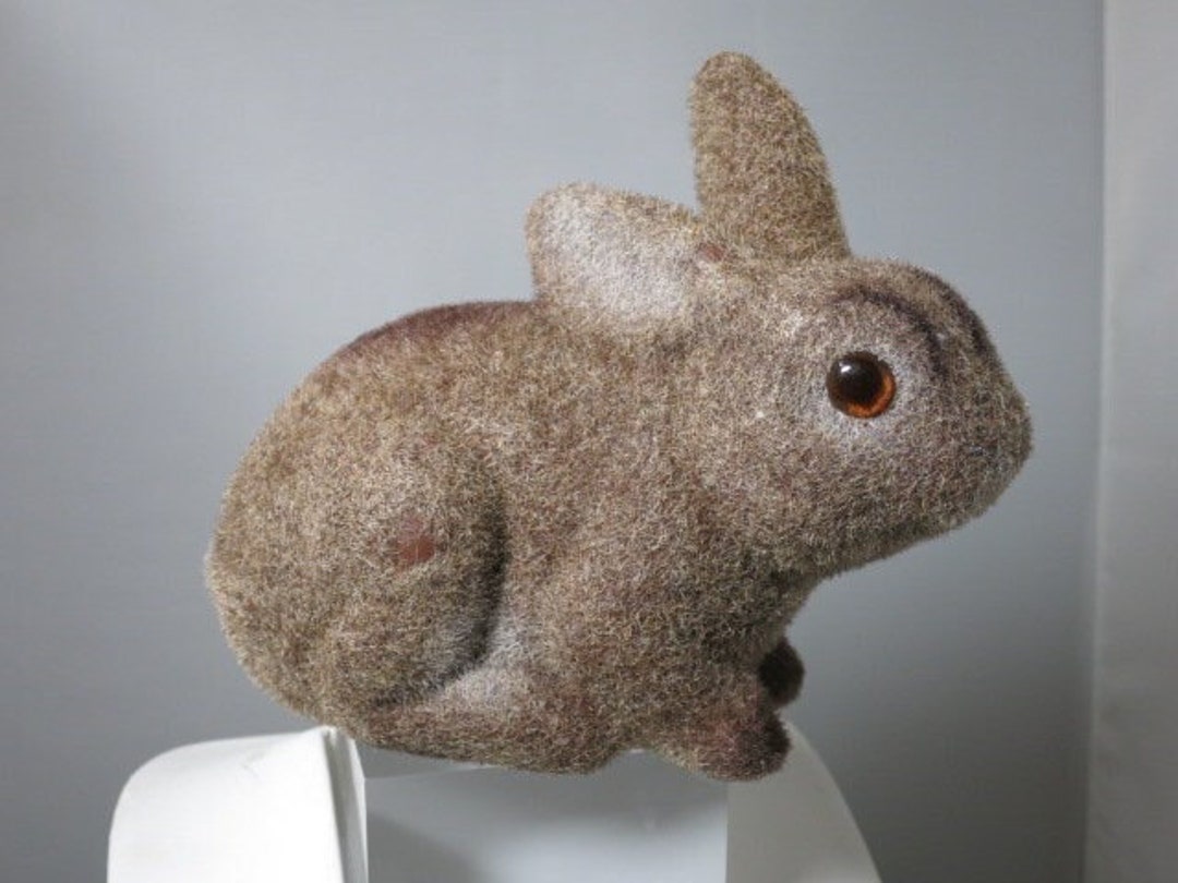 Vintage Flocked Bunny Rabbit Bank Brown With Orange and Black Eyes - Etsy