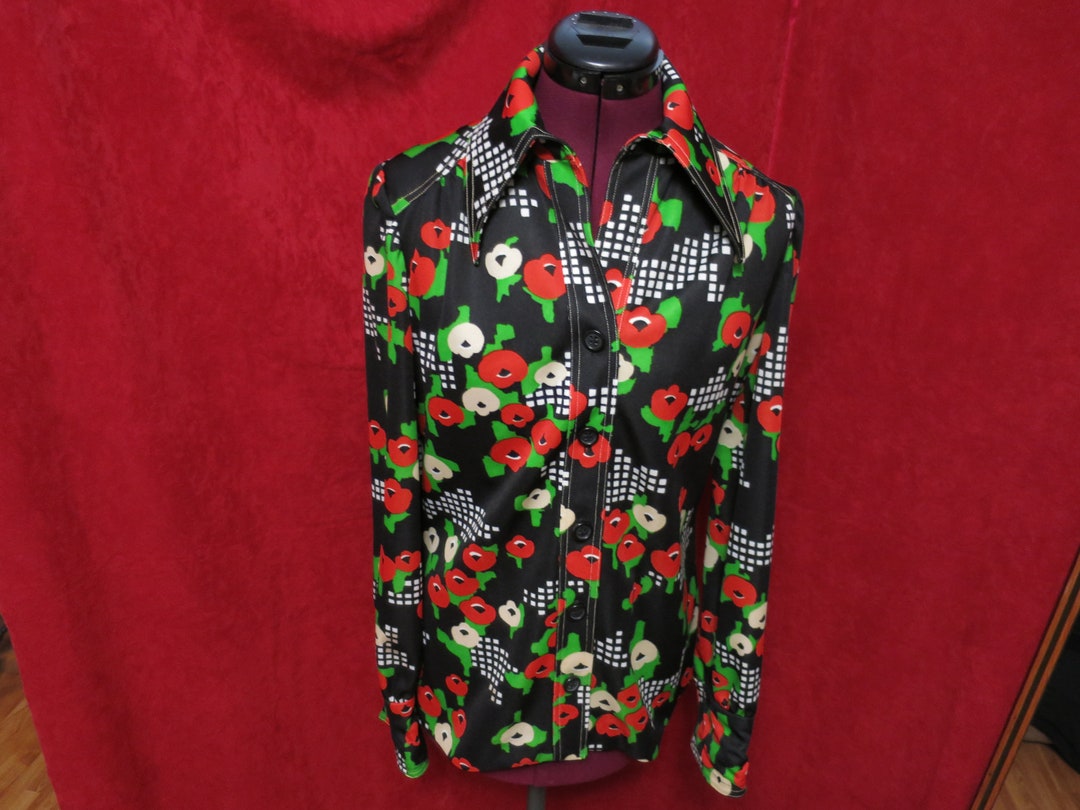 Vintage Korell Blouse, Poppy Abstract Design - Etsy