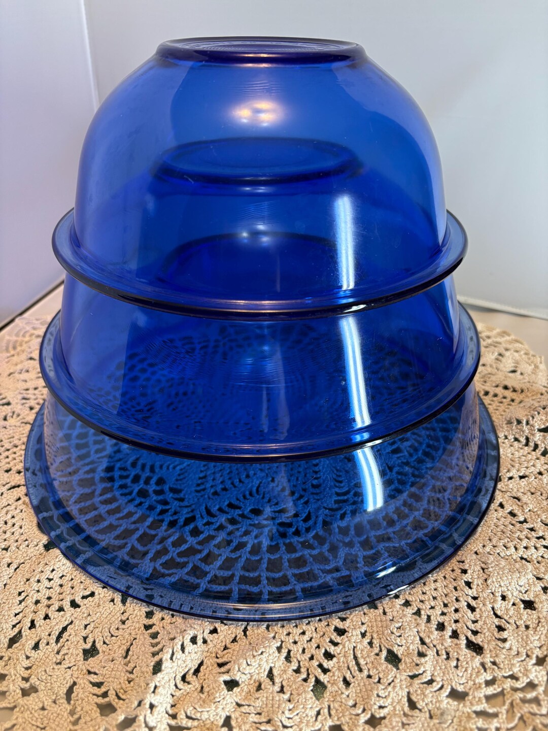 Vintage Cobalt Blue Pyrex 3 Pc Mixing Bowls Bakeware Bowls Numbered 326 ...