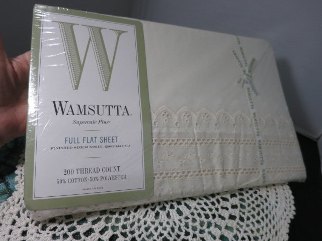 Vintage Wamsutta Full Size Flat Sheet Ivory Beacon Hill Lace Embellishments Finished 81 X 96 New ...