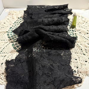 Wide Black Lace Trimming Heavy Wight Cotton Blend Scalloped End 2 Yards ...
