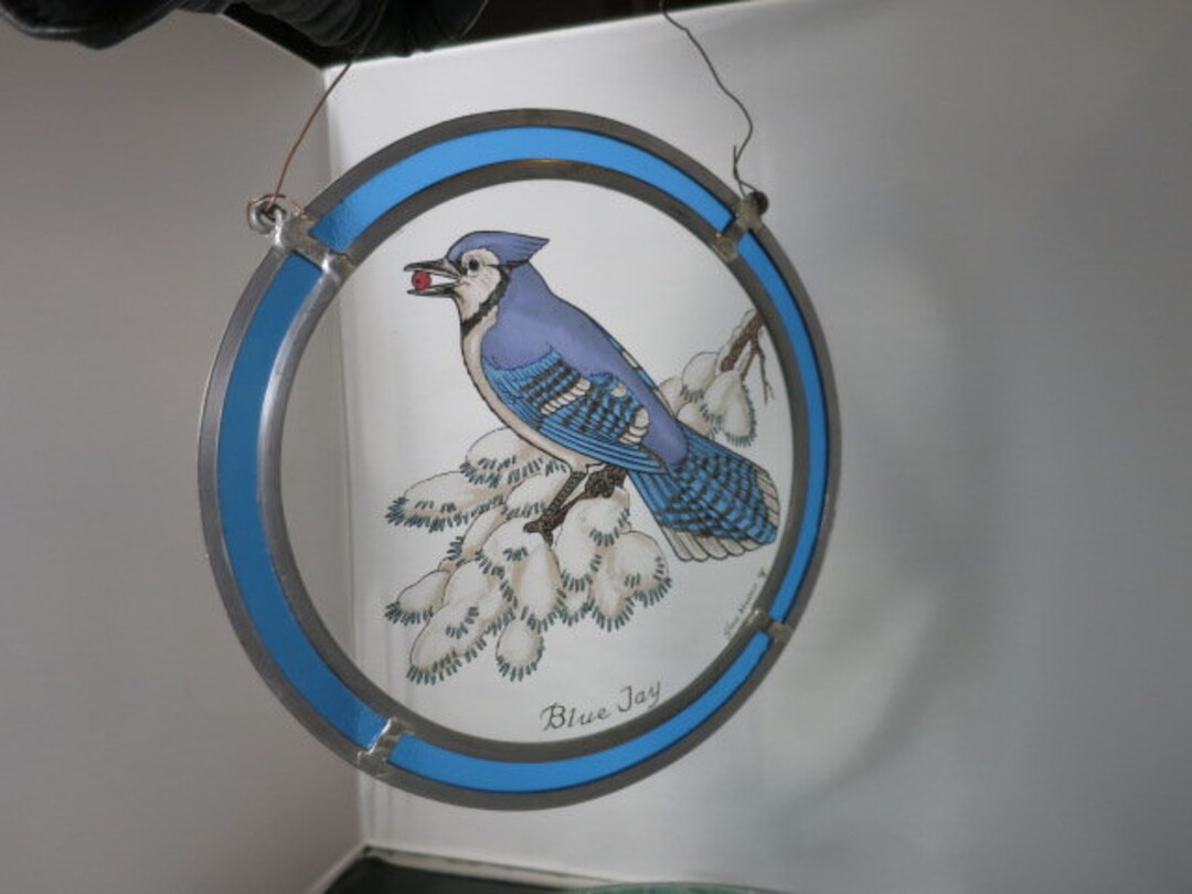 Vintage Blue Jay Glass Masters Stained Glass Suncatcher 8 3/4 Inches - Etsy