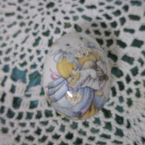 Vintage the Egg Lady Painted Porcelain Egg White Bunny Rabbit Wearing ...