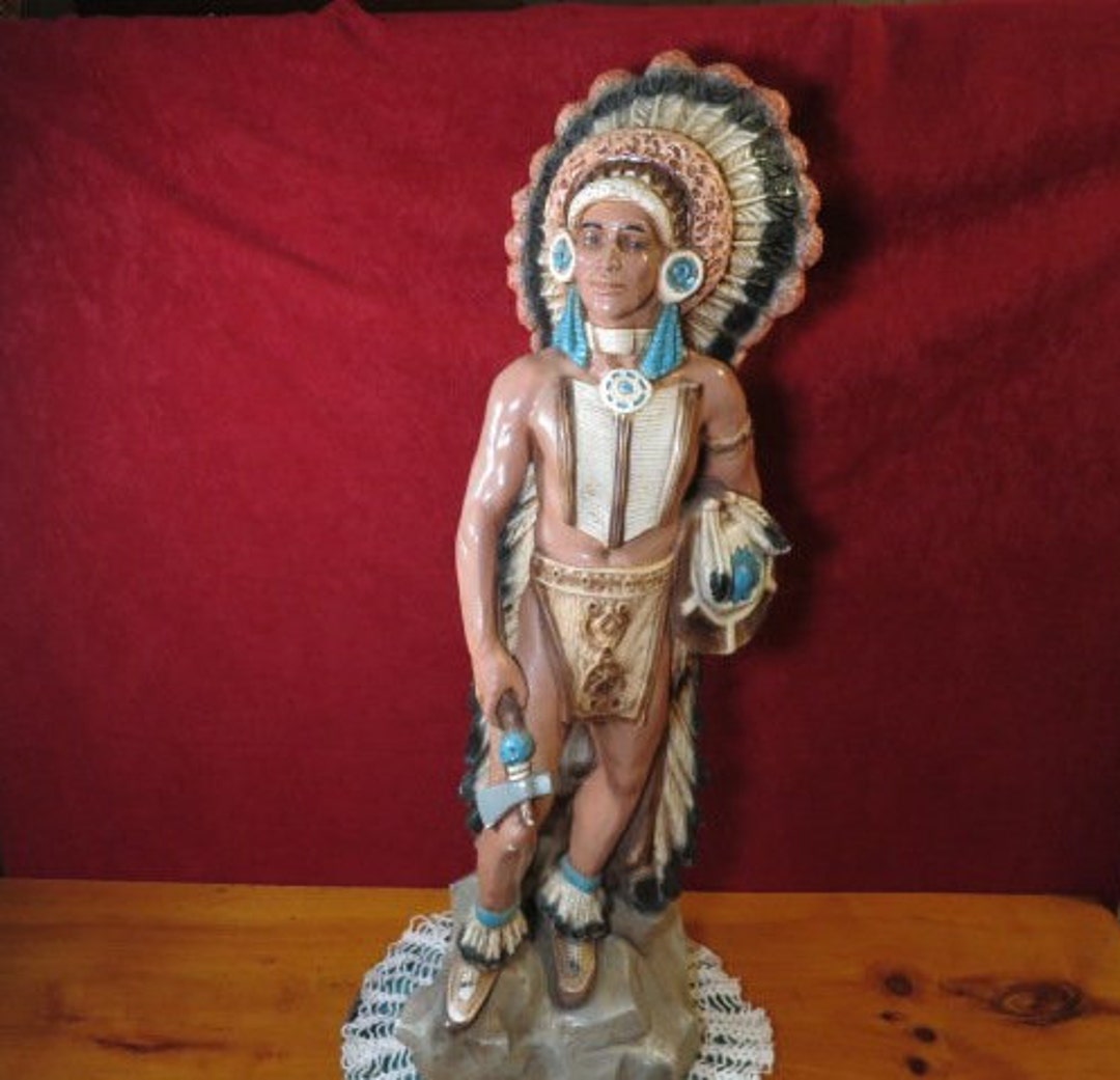 Vintage Indian Chief Ceramic Statue Height 34 3/4 Inches Unmarked Maker ...