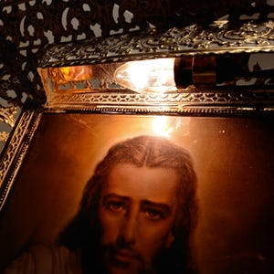 Mid Century Jesus Christ Light up Picture Ornate 3D Style Picture ...