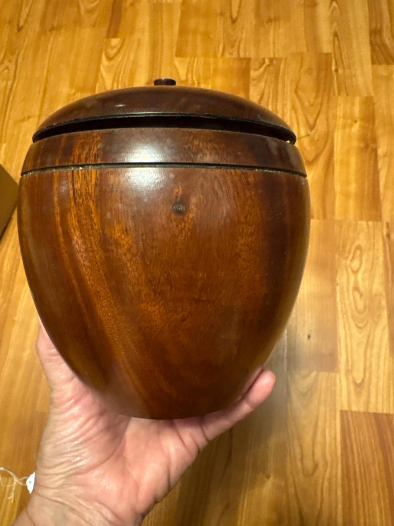 Wooden Apple Shaped Container Jar Hand Made Mid Century 6.5" Tall - Etsy