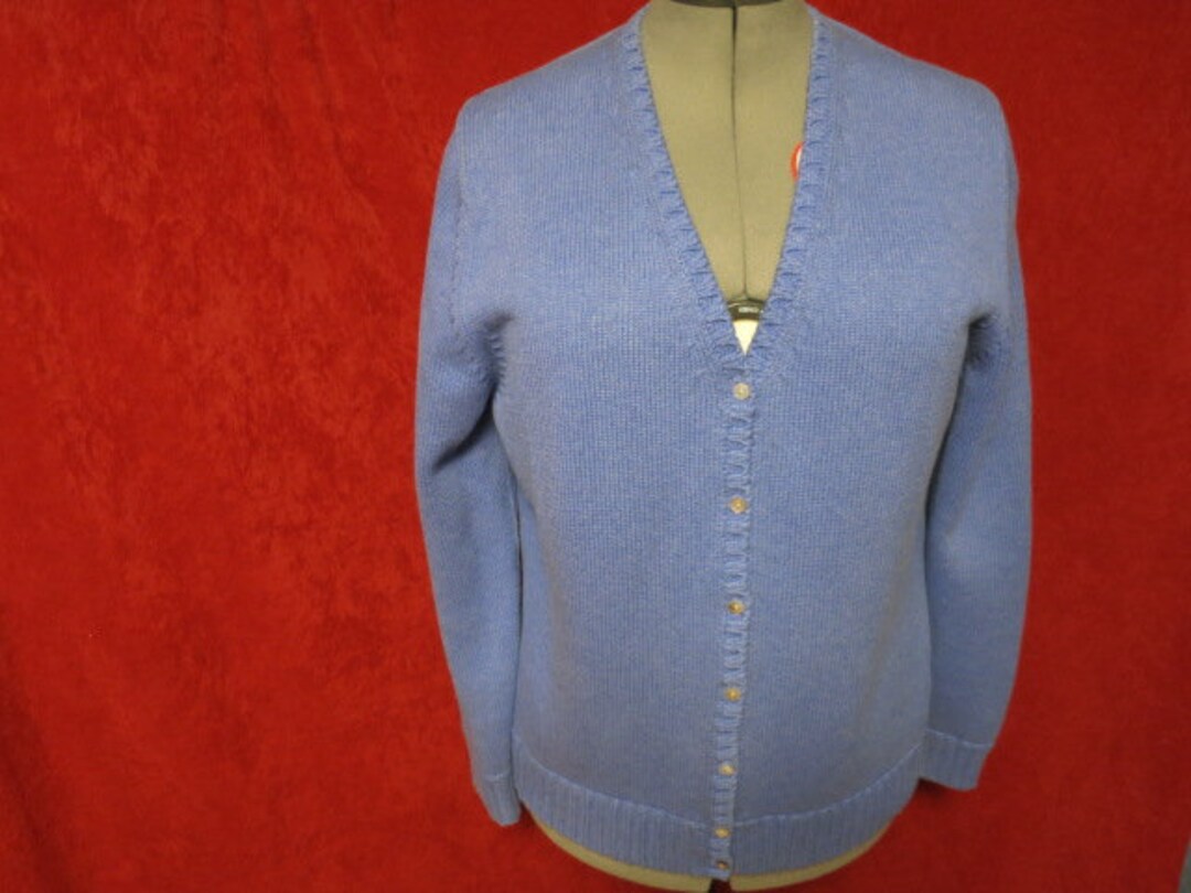 Vintage Lands End Henley Style Cadigan Sweater Women's L Best Guess ...