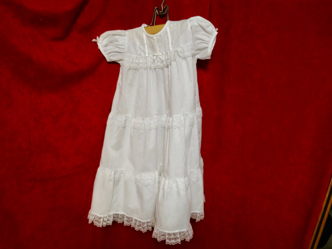Vintage Alexis White Cotton Baby Dress Christening Dress With 3 Tiers ...