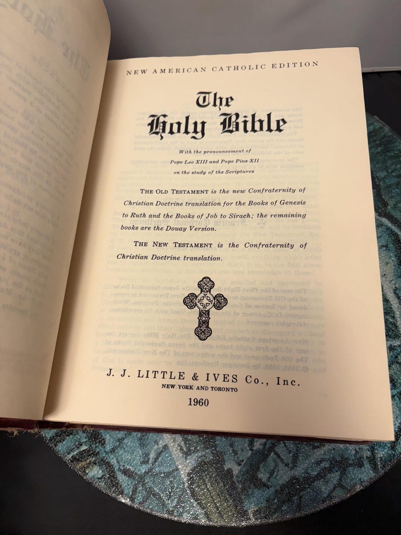 Holy Bible Pope Leo XIII and Pope Pius XII 1960 11 1/2" X 9 1/2" - Etsy