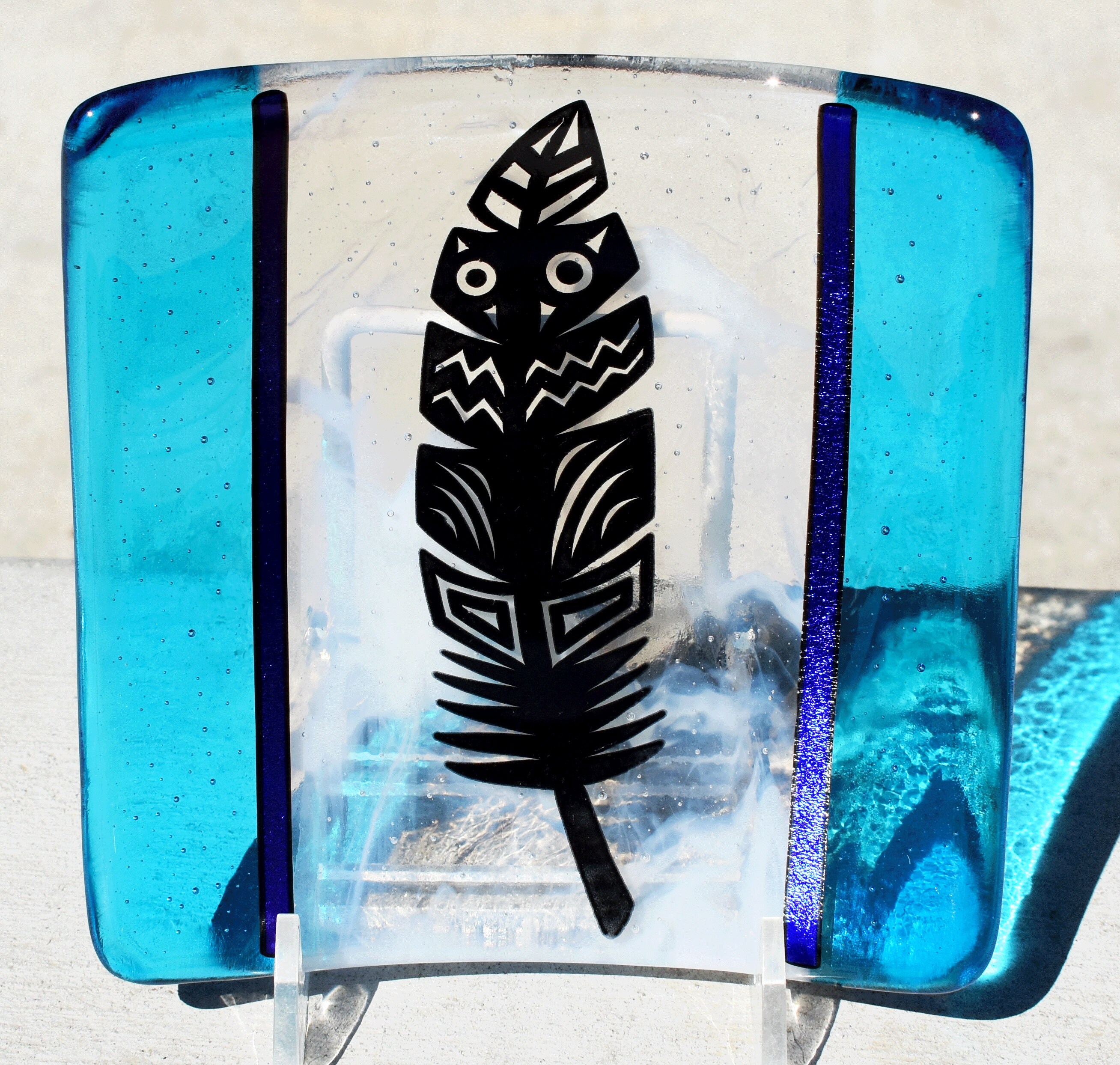 Handmade Native American Fused Glass Plate with a Traditional Yurok ...