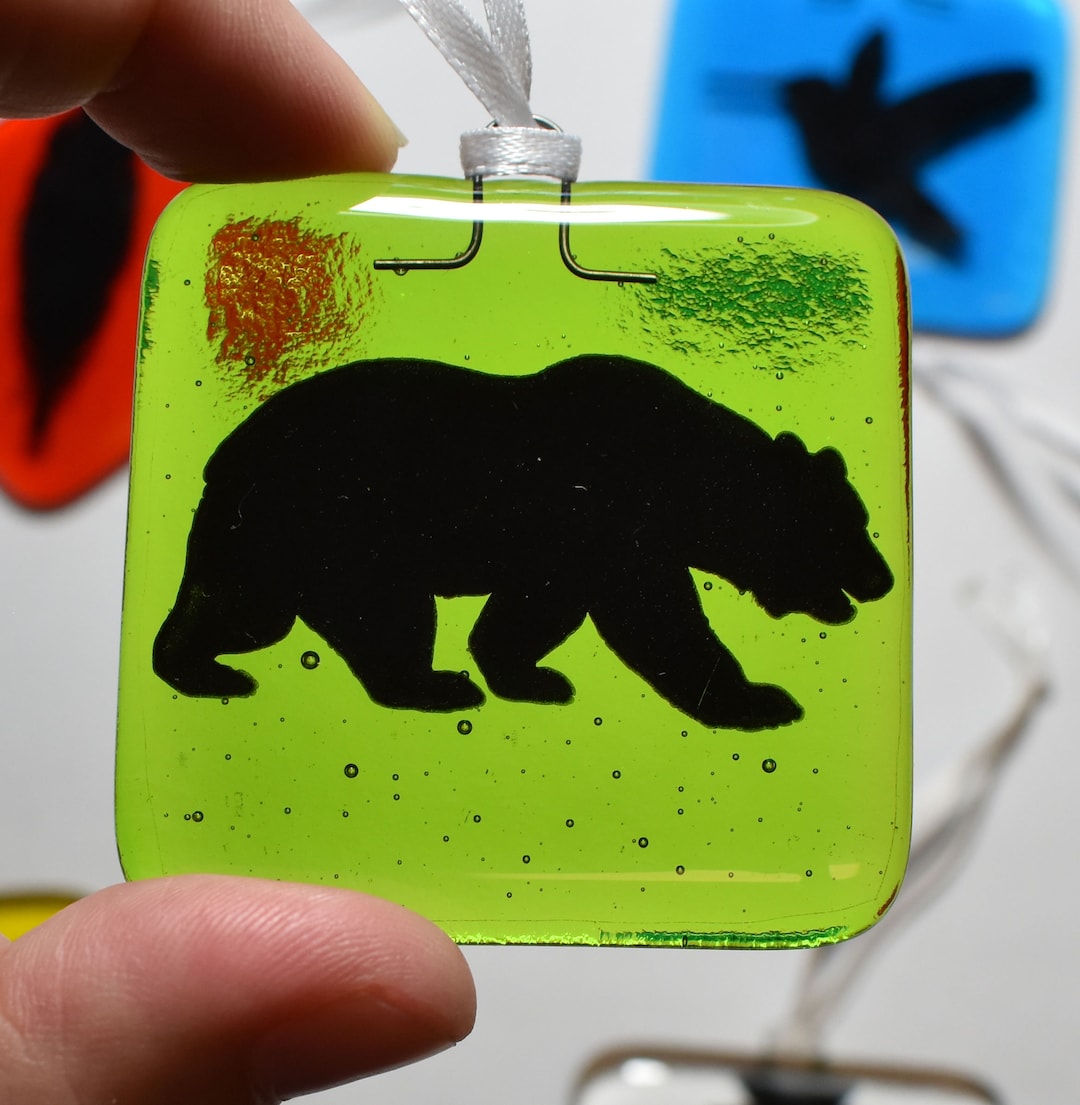 Handmade Fused Glass Bear Suncatchers - Etsy