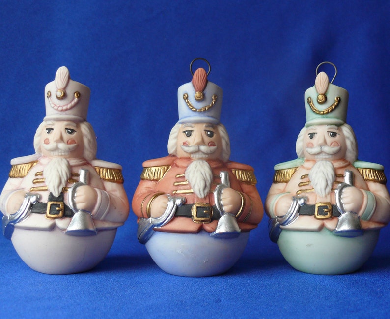 Nutcracker round roly poly handpainted porcelain ornament: | Etsy