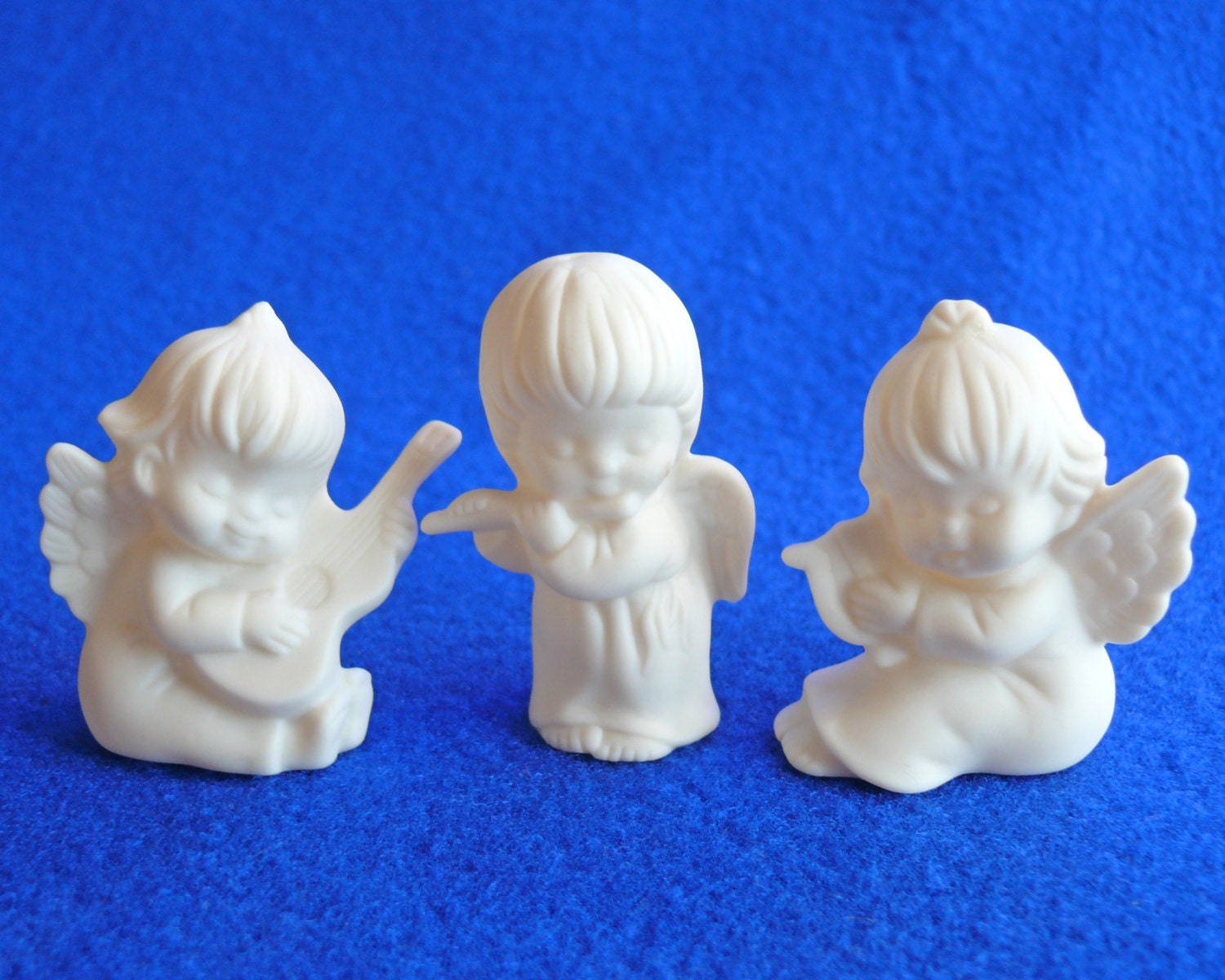 Set of 2 Child-face Angels With Instruments - Etsy