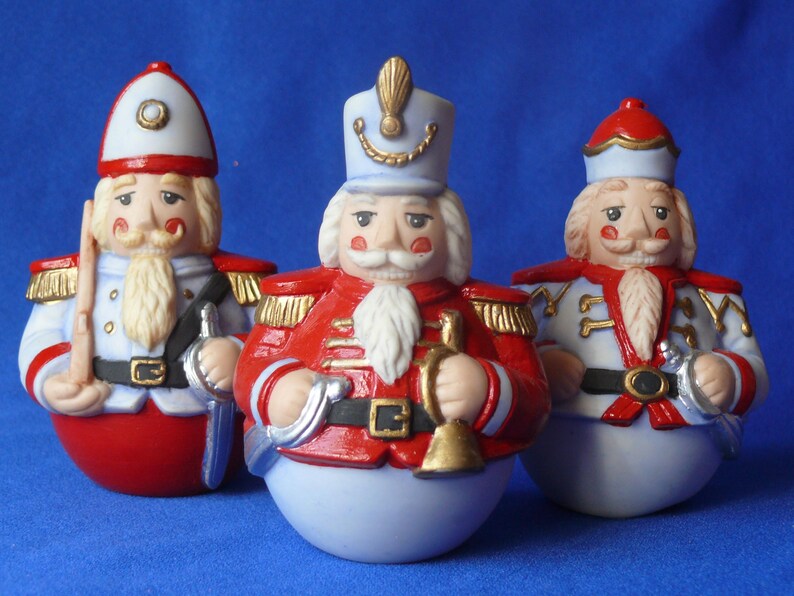 Nutcracker Round Roly Poly Handpainted Porcelain Ornament: With Gun ...