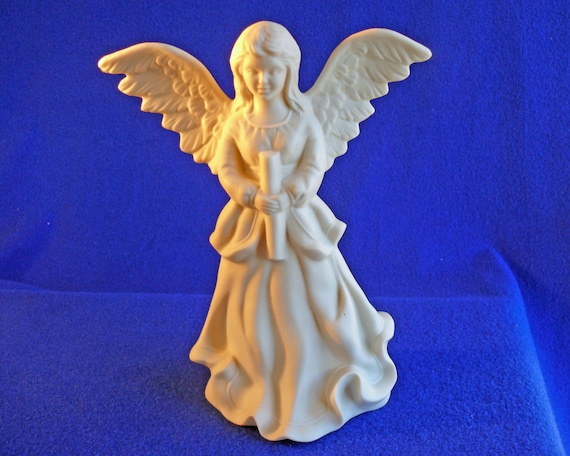 Angel With Scroll or Candle Figurine 8 Porcelain - Etsy