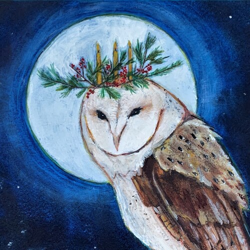 The Wisdom of Winter Stillness. Winter Holiday Owl. Celtic - Etsy