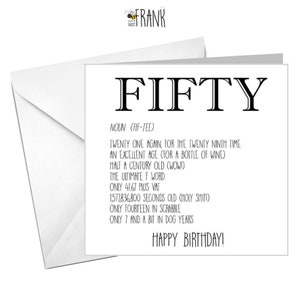 Funny, Rude, Alternative, Sarcastic, BIRTHDAY Card. 50th Birthday ...