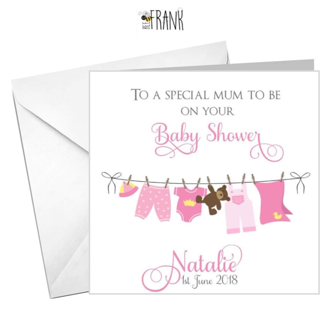 Personalized Baby Shower Card, Clothesline Design - Etsy