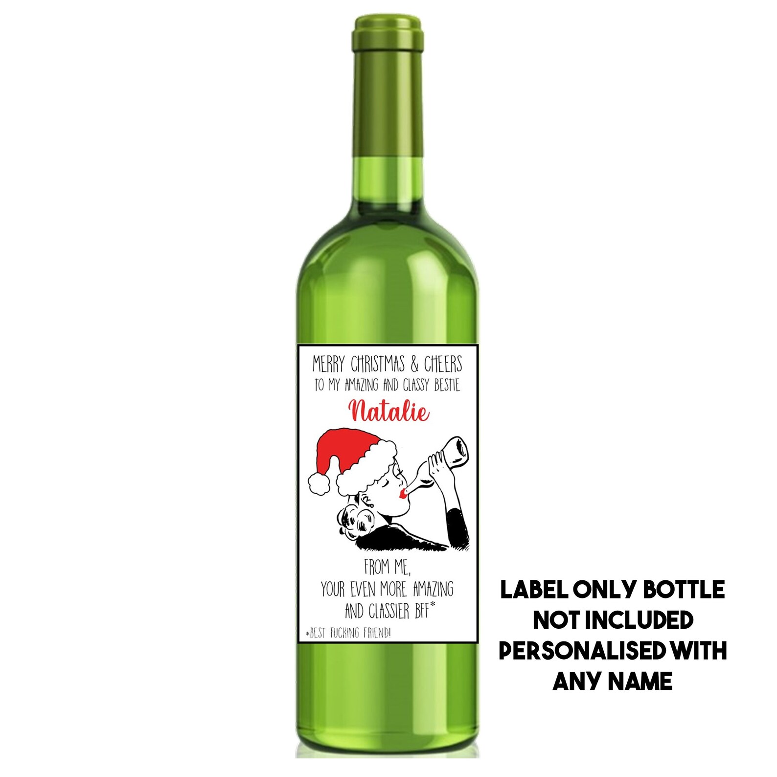 Funny/cute/rudebanter Christmas WINE LABEL. Best Friend - Etsy UK