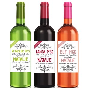 Funny/cute/rude,banter Christmas WINE LABEL. Present/gift Elf, Santa or ...