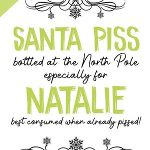 Funny/cute/rude,banter Christmas WINE LABEL. Present/gift Elf, Santa or ...
