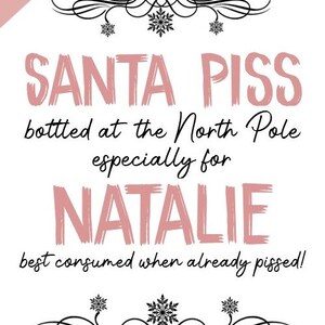 Funny/cute/rude,banter Christmas WINE LABEL. Present/gift Elf, Santa or ...