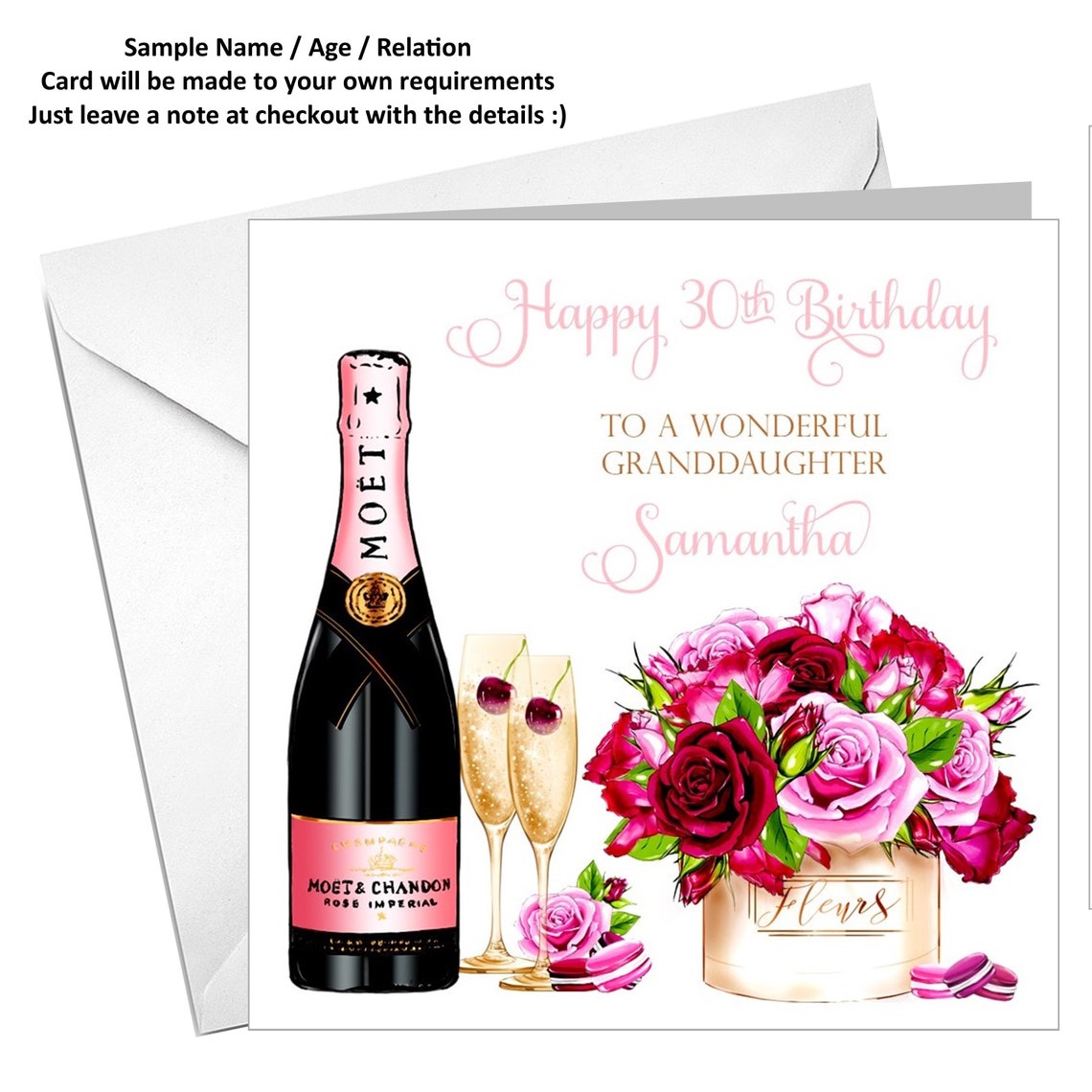 PERSONALISED Cute Pretty Champagne Flowers Birthday Card 18th - Etsy UK