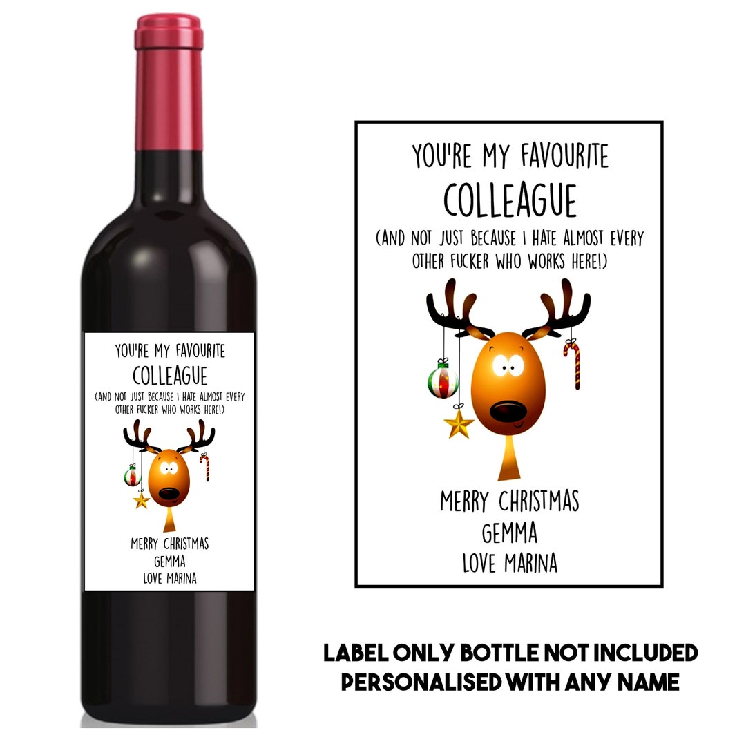 Funny/cute/rude,banter Christmas WINE LABEL. Present/gift/secret Santa ...