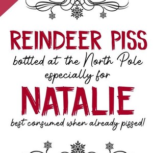 Funny/cute/rude,banter Christmas WINE LABEL. Present/gift Elf, Santa or ...