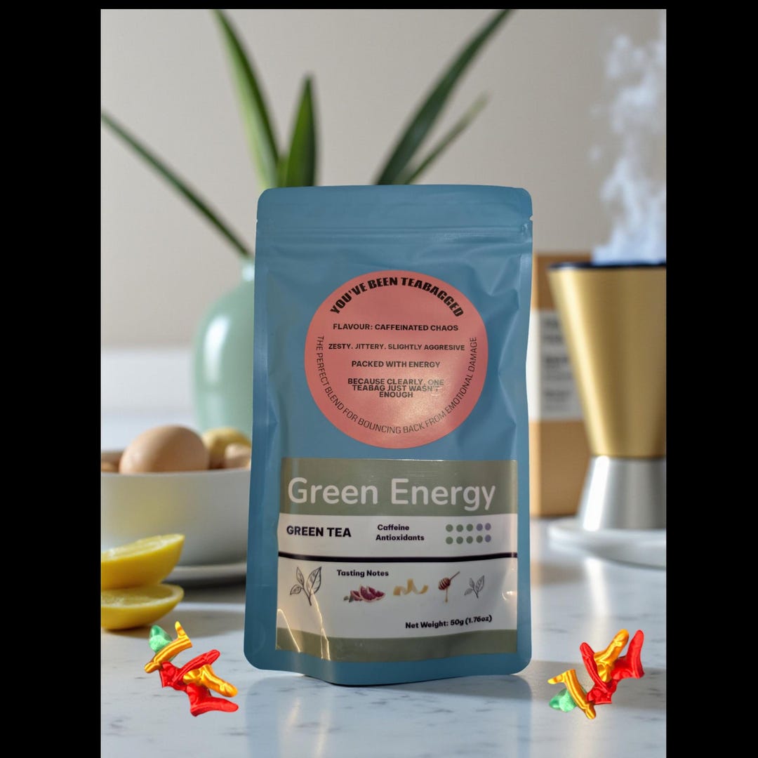 You've Been Teabagged Green Energy Tea: Natural Caffeine Boost, Funny ...
