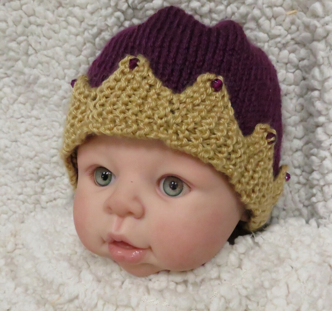 Hand Knit Crown Hat Baby Prince Princess - Etsy