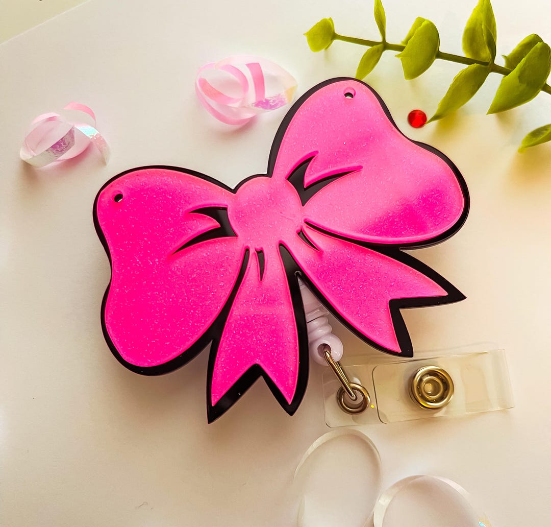 Laser Cut Acrylic Bow - Badge Holder - Retractable Badge Reel - ID ...