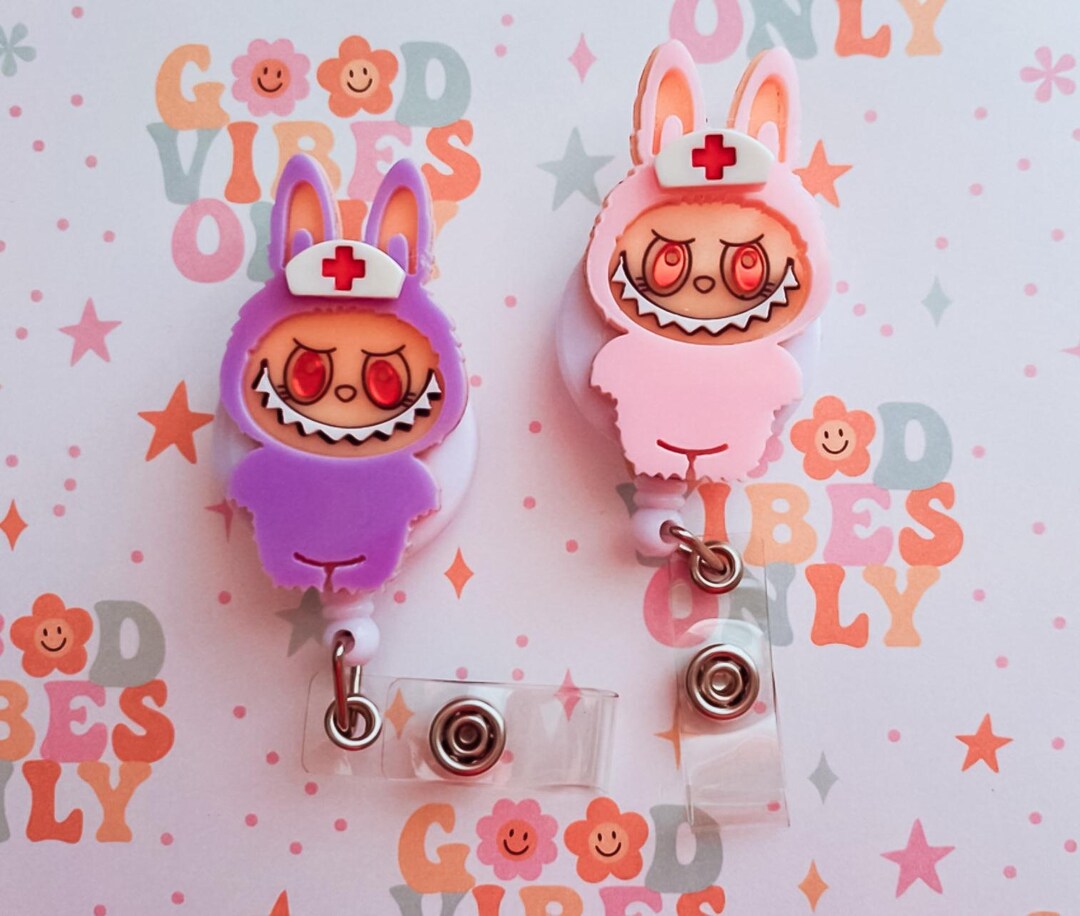 Labubu Badge - Badge Holder - Retractable Badge Reel - ID Badge Clip ...